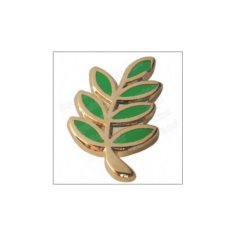 Masonic lapel pin – Sprig of acacia with green enamel – Large