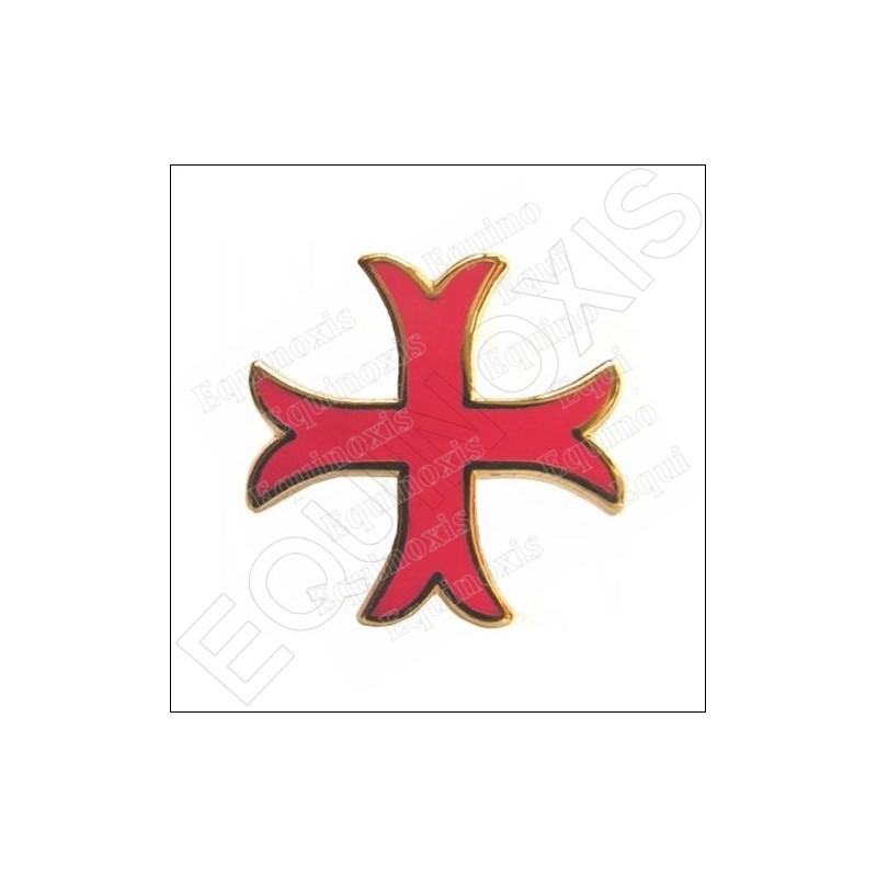 Templar lapel pin – Inward-patted Templar cross w/ red enamel – Large